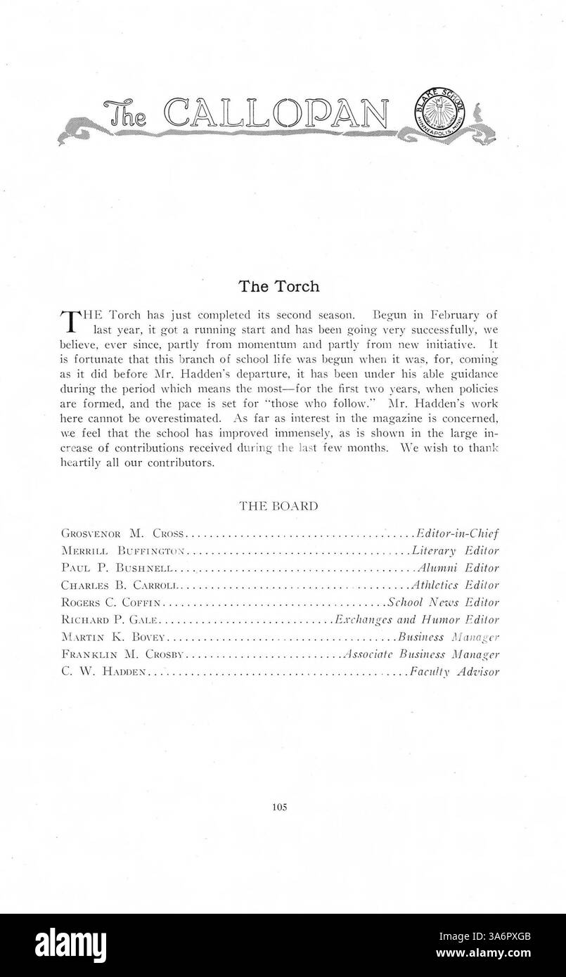 The 1917 Blake yearbook, 'The Callopan,' captures significant student ...