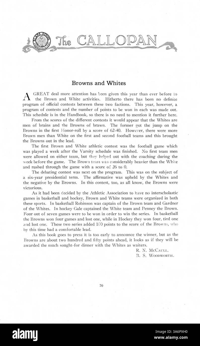 The 1917 Blake School yearbook, 'The Callopan,' documents students ...