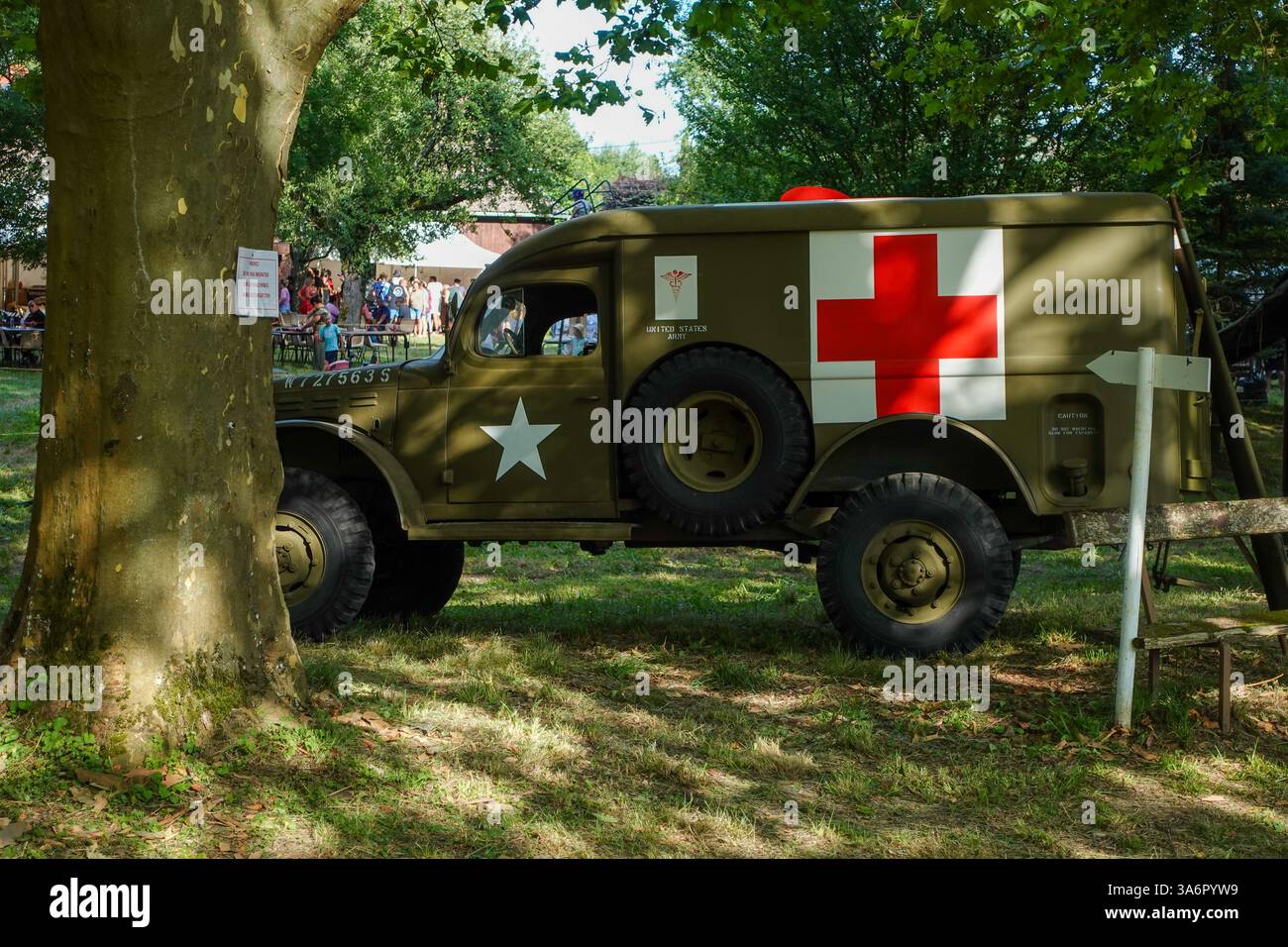 Vintage WWII Military Ambulance in the Shade Stock Photo - Alamy