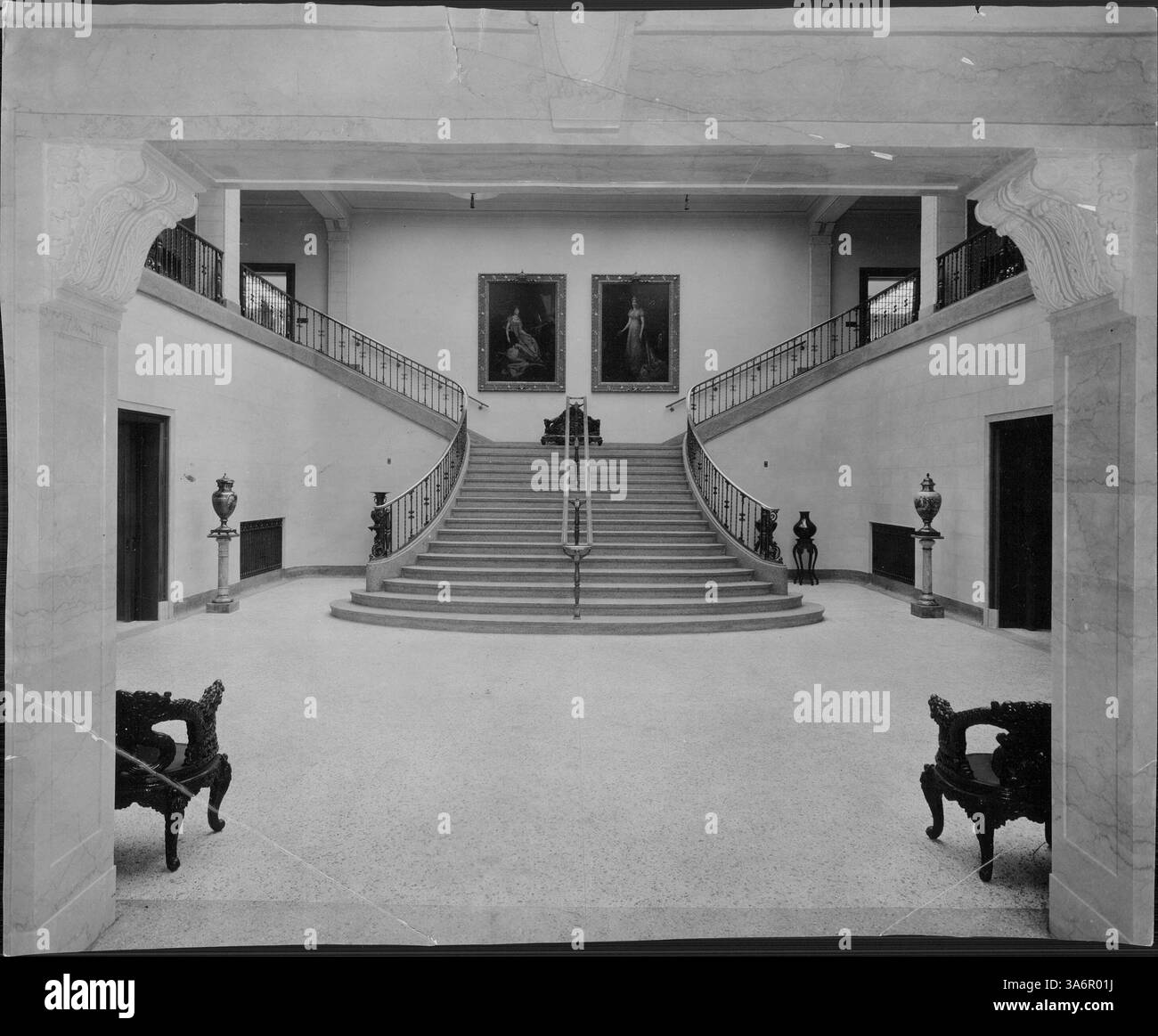 The Walker Art Gallery features a broad double stairway, an ...