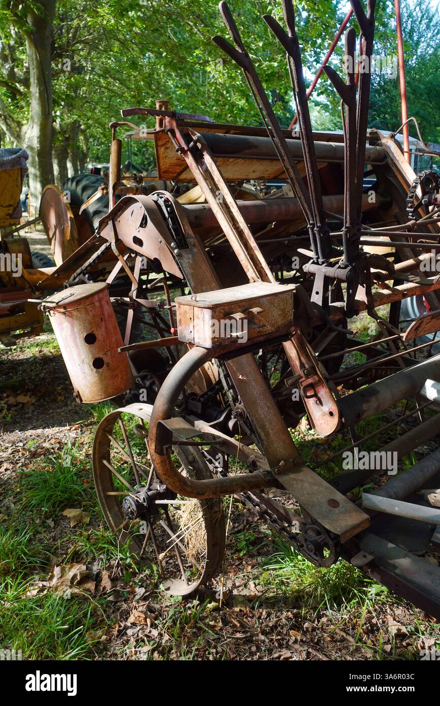 Rustic Vintage Hay Rake with Metal Levers Stock Photo - Alamy