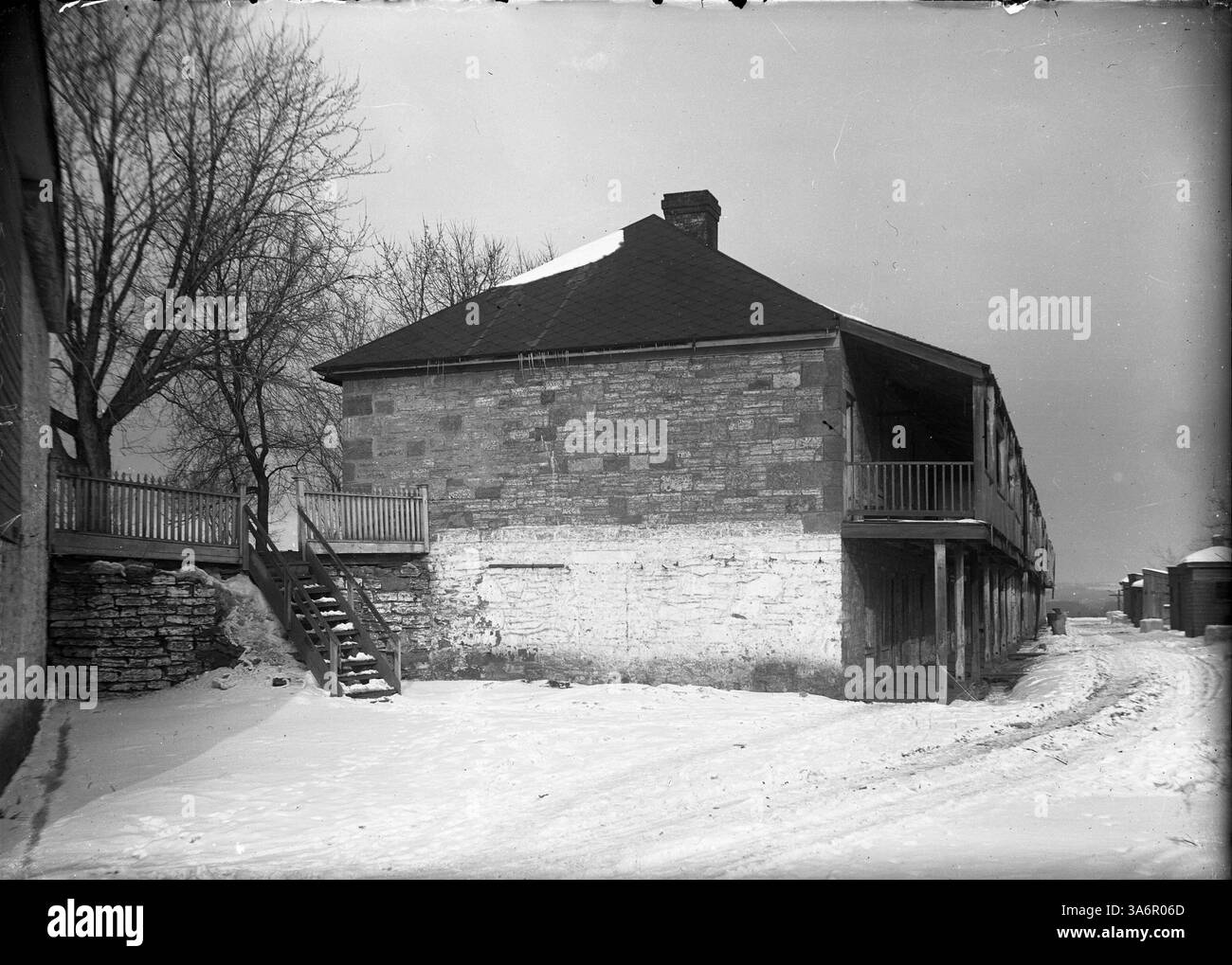 A seasonal view of the rear of the officer's quarters at Fort Snelling ...