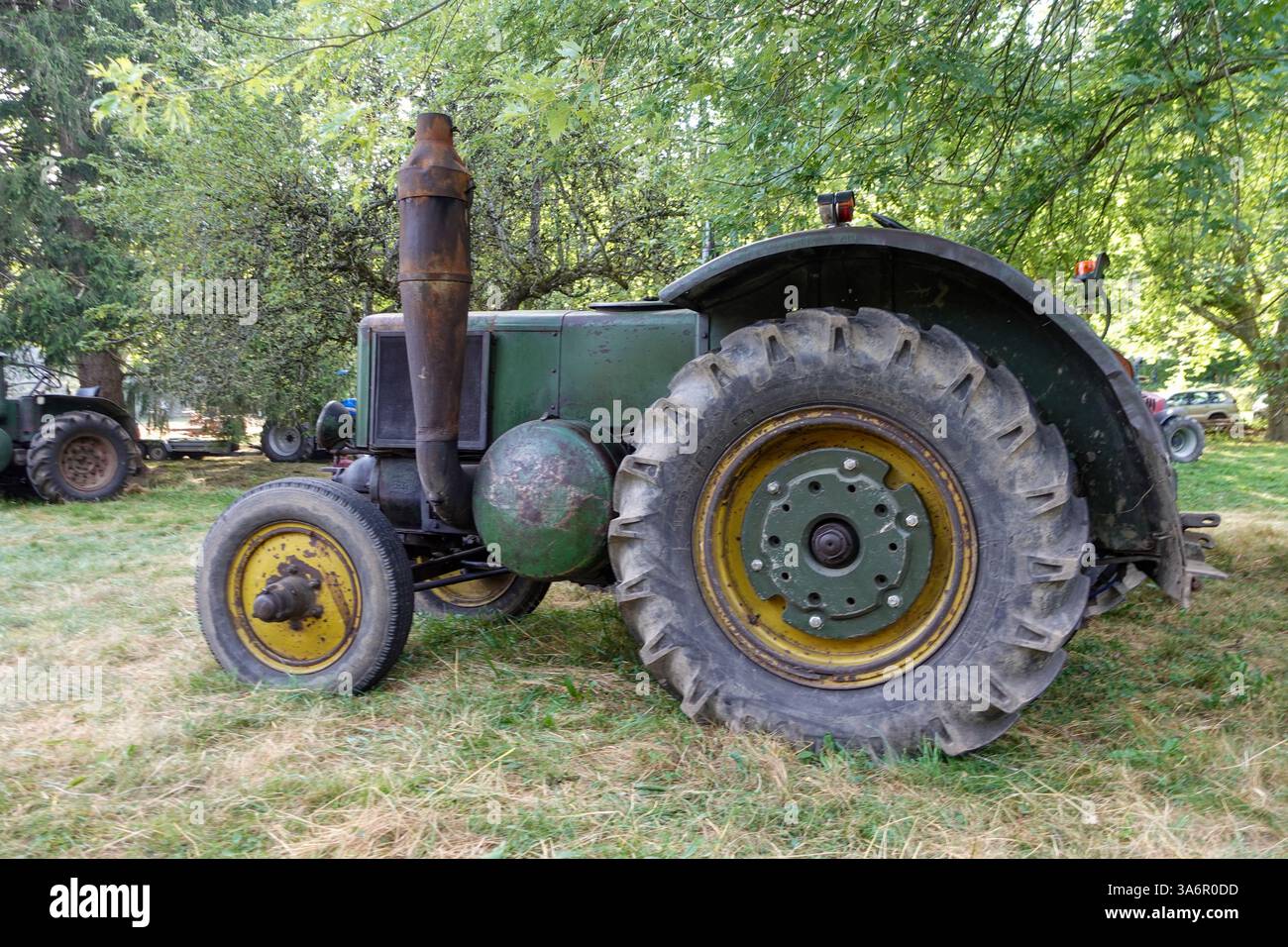 Rustic Green Vintage Tractor at Farm Show Stock Photo - Alamy