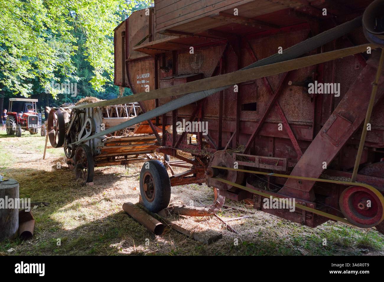 Historic Threshing Machines in Action Stock Photo - Alamy