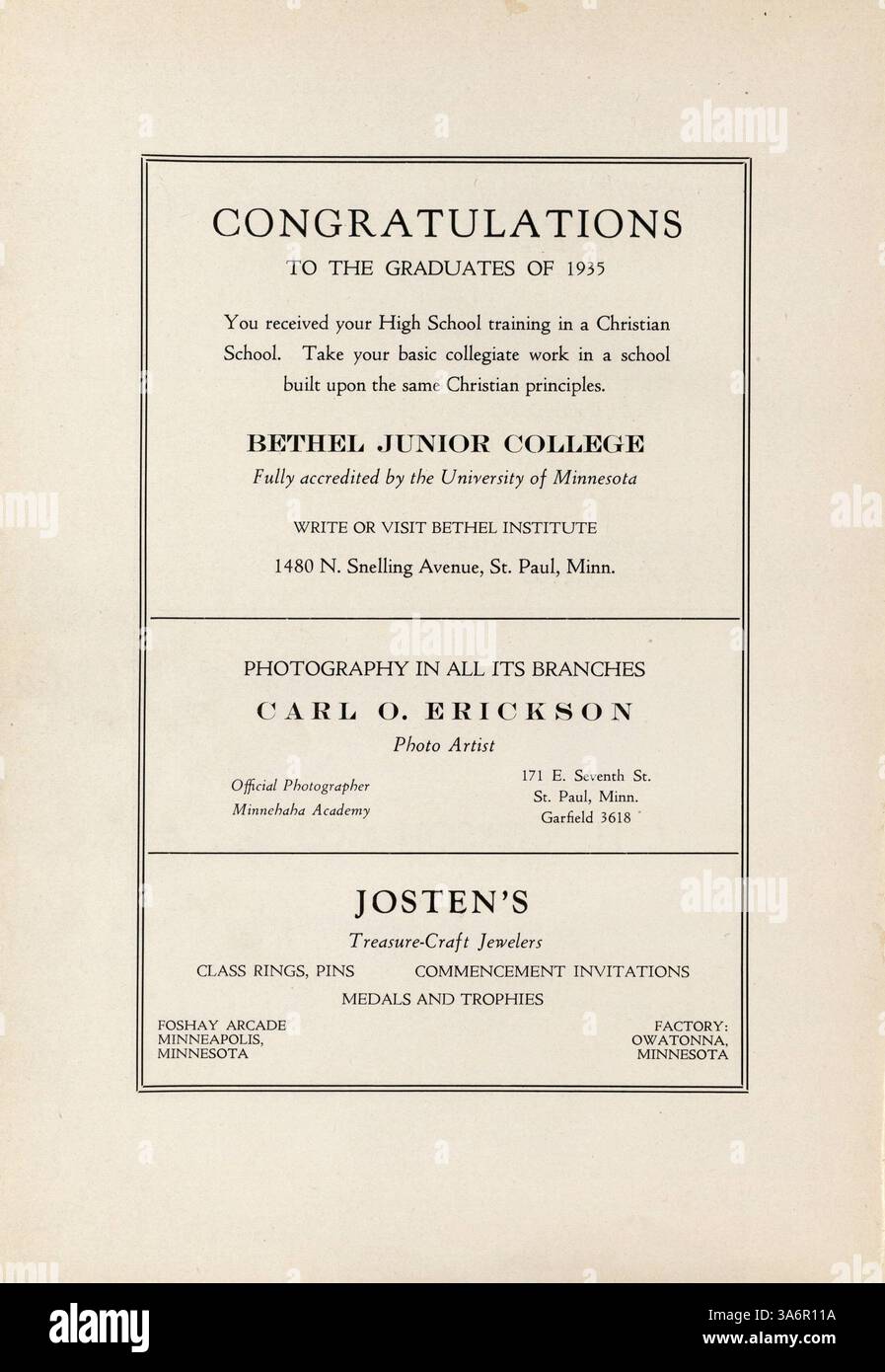 The 1935 Antler Yearbook from Minnehaha Academy offers a glimpse into ...