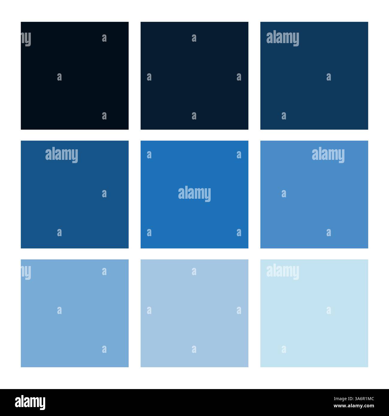 Blue color palette. Gradient shade squares. Tones of blue set. Vector ...