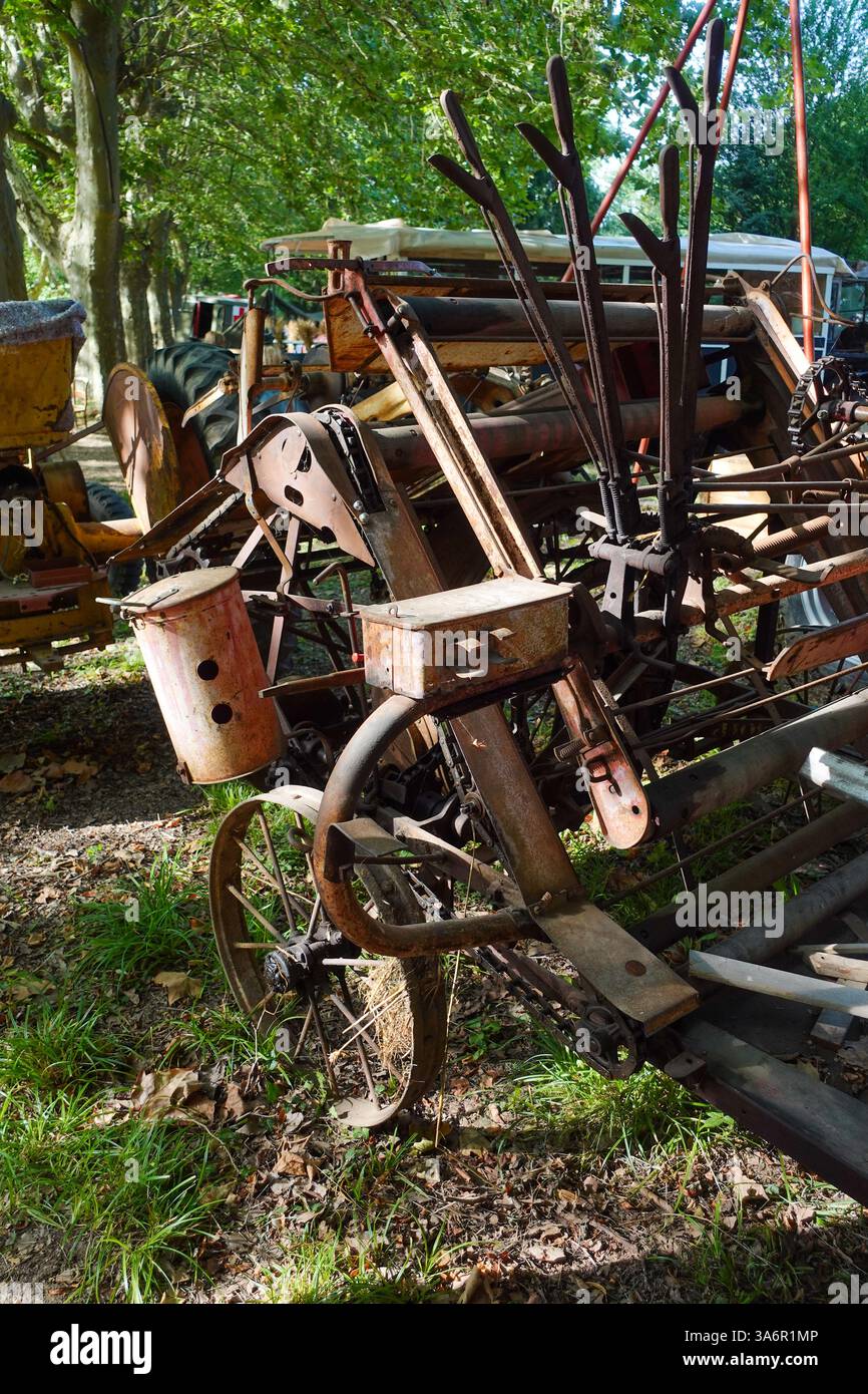 Rustic Vintage Hay Rake with Metal Levers Stock Photo - Alamy