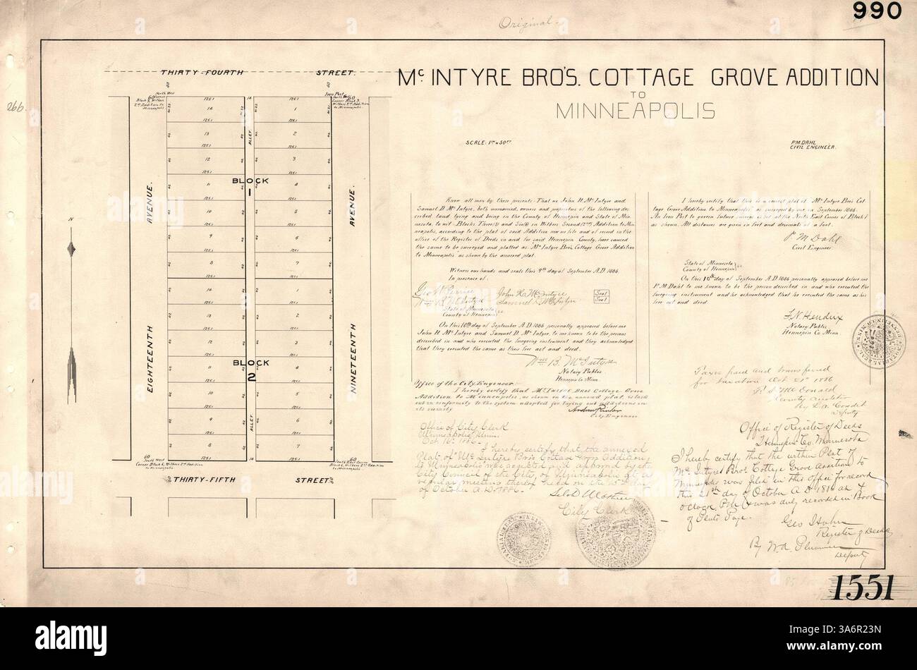 McIntyre Brothers’ Cottage Grove Addition to Minneapolis map details ...