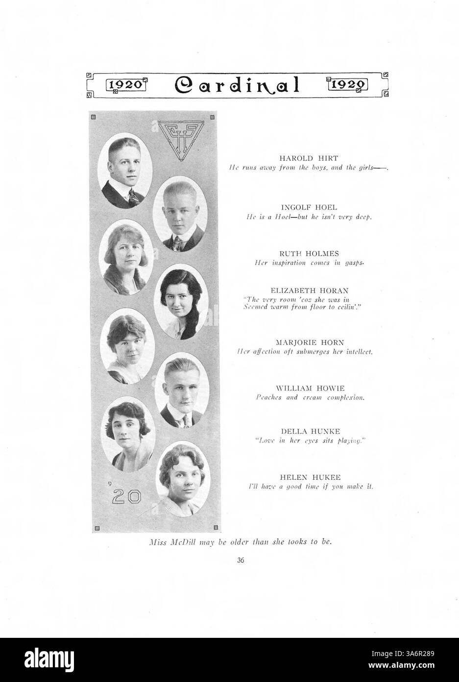 The 1920 Cardinal Yearbook from East High School records the student ...