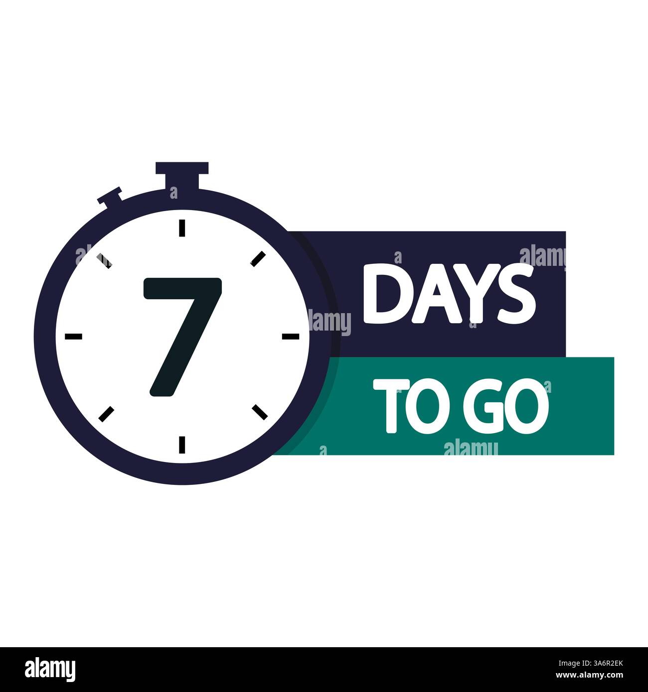 Seven days countdown. Bold 7 text. Timer clock icon. Planning reminder symbol Stock Vector Image ...