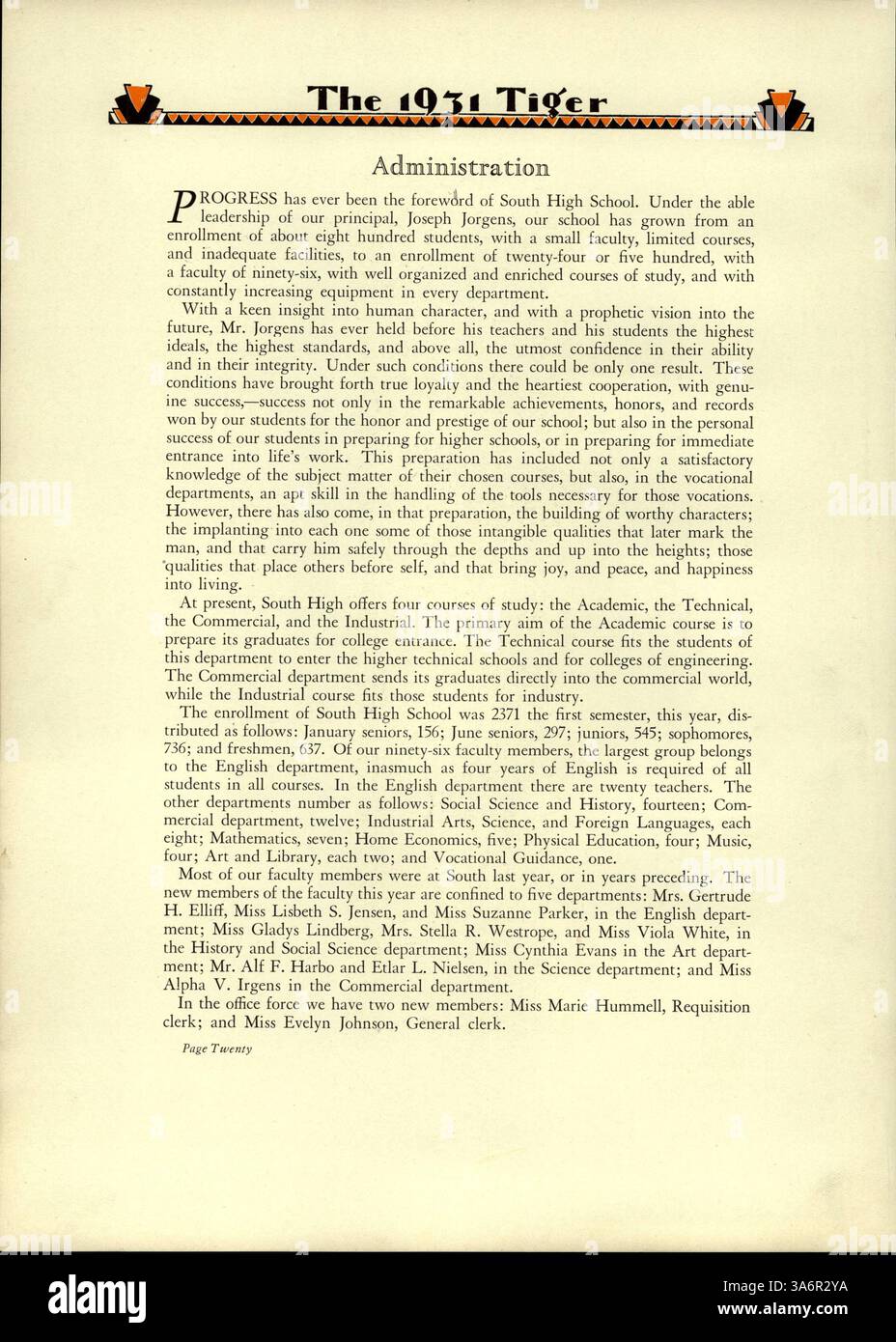 The 'Tiger 1931' yearbook from South High School records the 1930-1931 ...