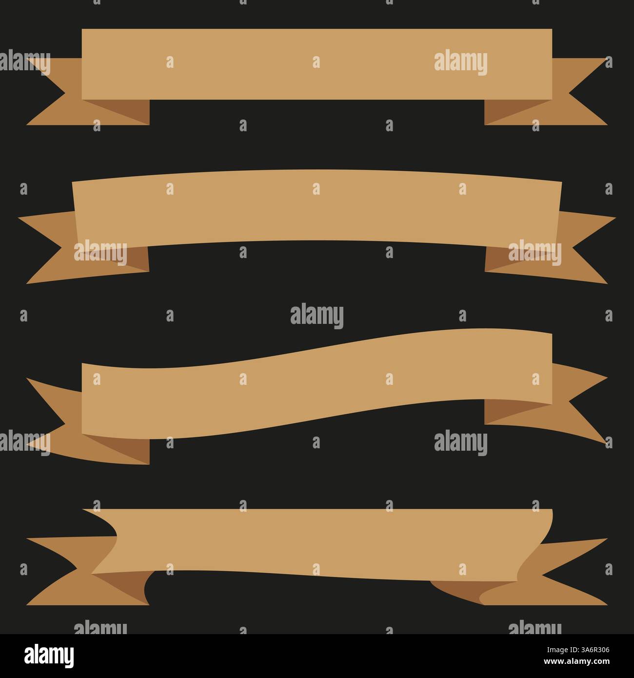 Golden ribbon banners. Elegant curved shapes. Decorative blank elements ...