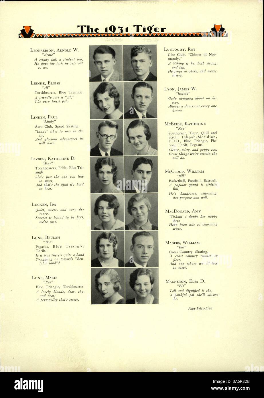 The 'Tiger 1931' yearbook from South High School records the school ...