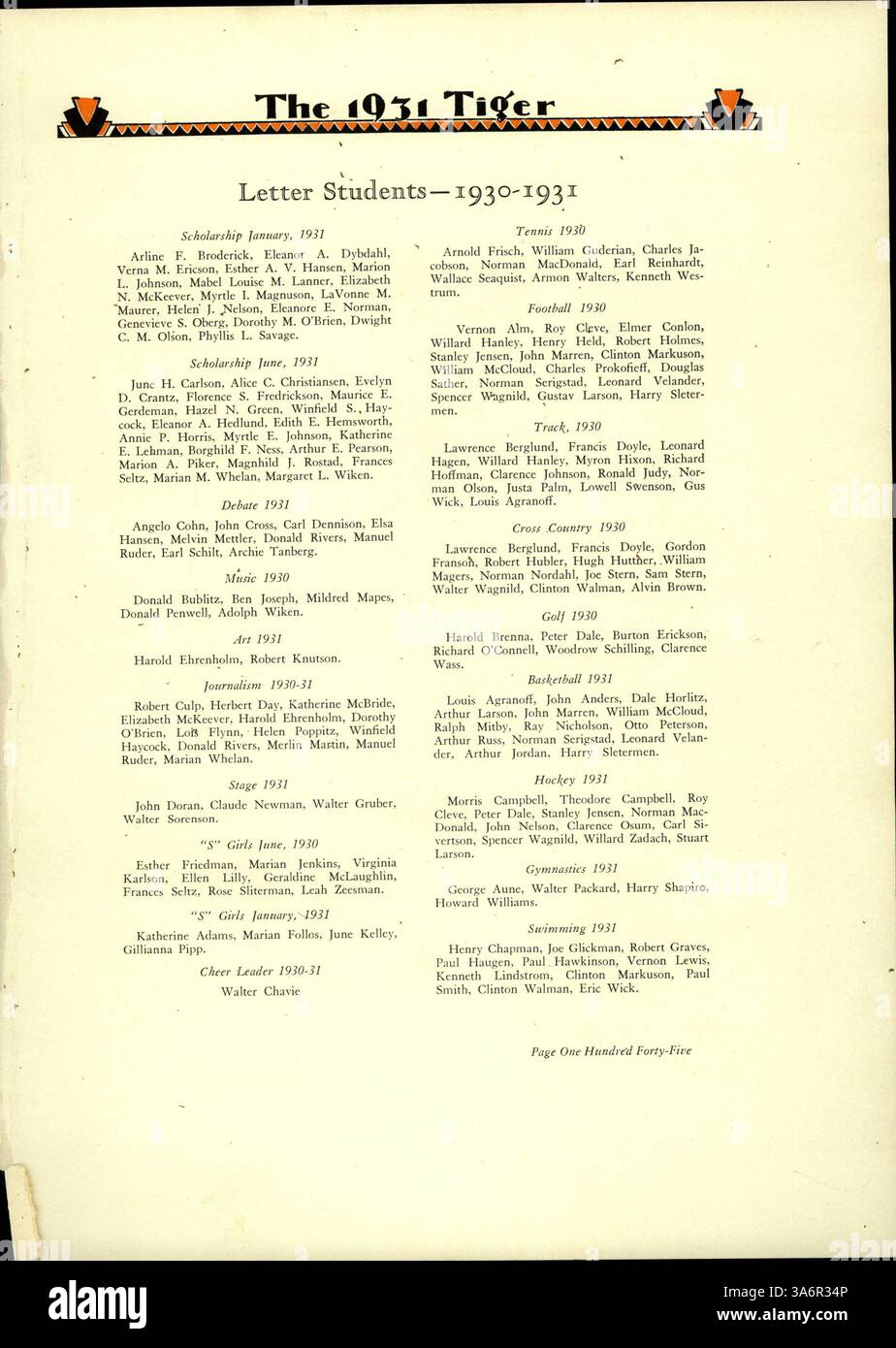 The 1931 South High Yearbook, 'Tiger', provides an overview of the 1930 ...