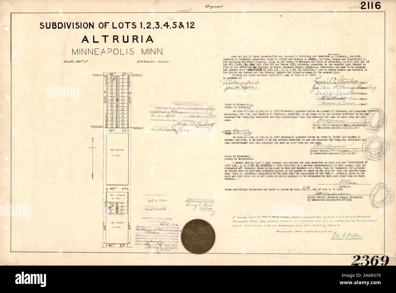 The Altruria subdivision includes lots 1, 2, 3, 4, 5, and 12, available ...