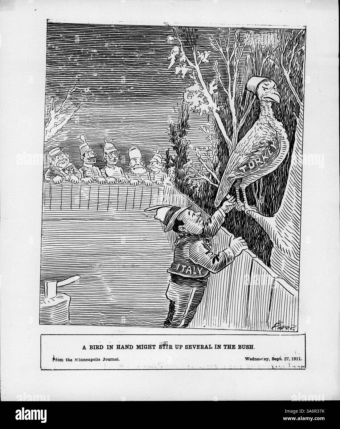 This political cartoon depicts Italy trying to capture Turkey, with ...