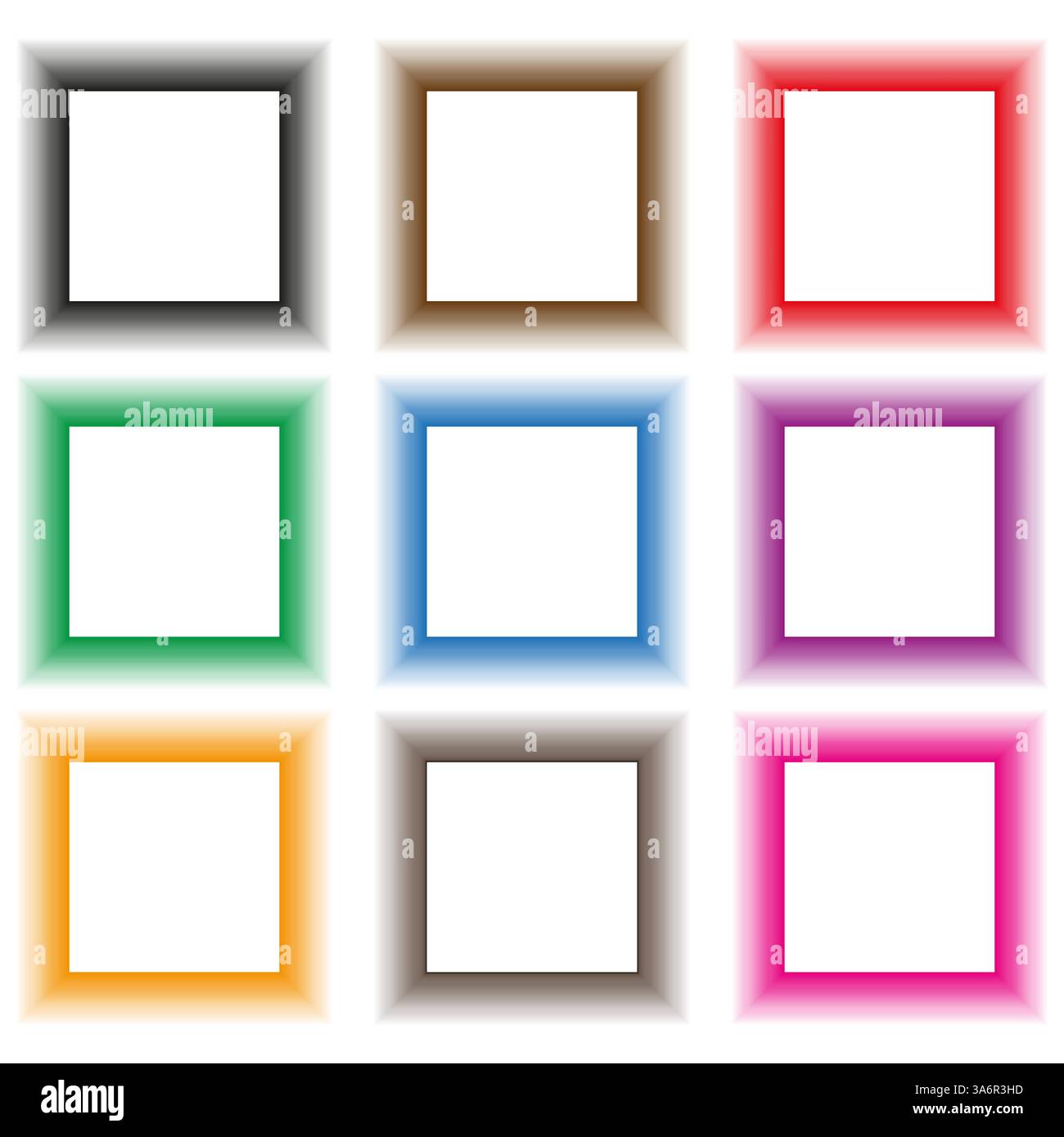 Gradient square frames. Multicolor border set. Abstract bright design ...