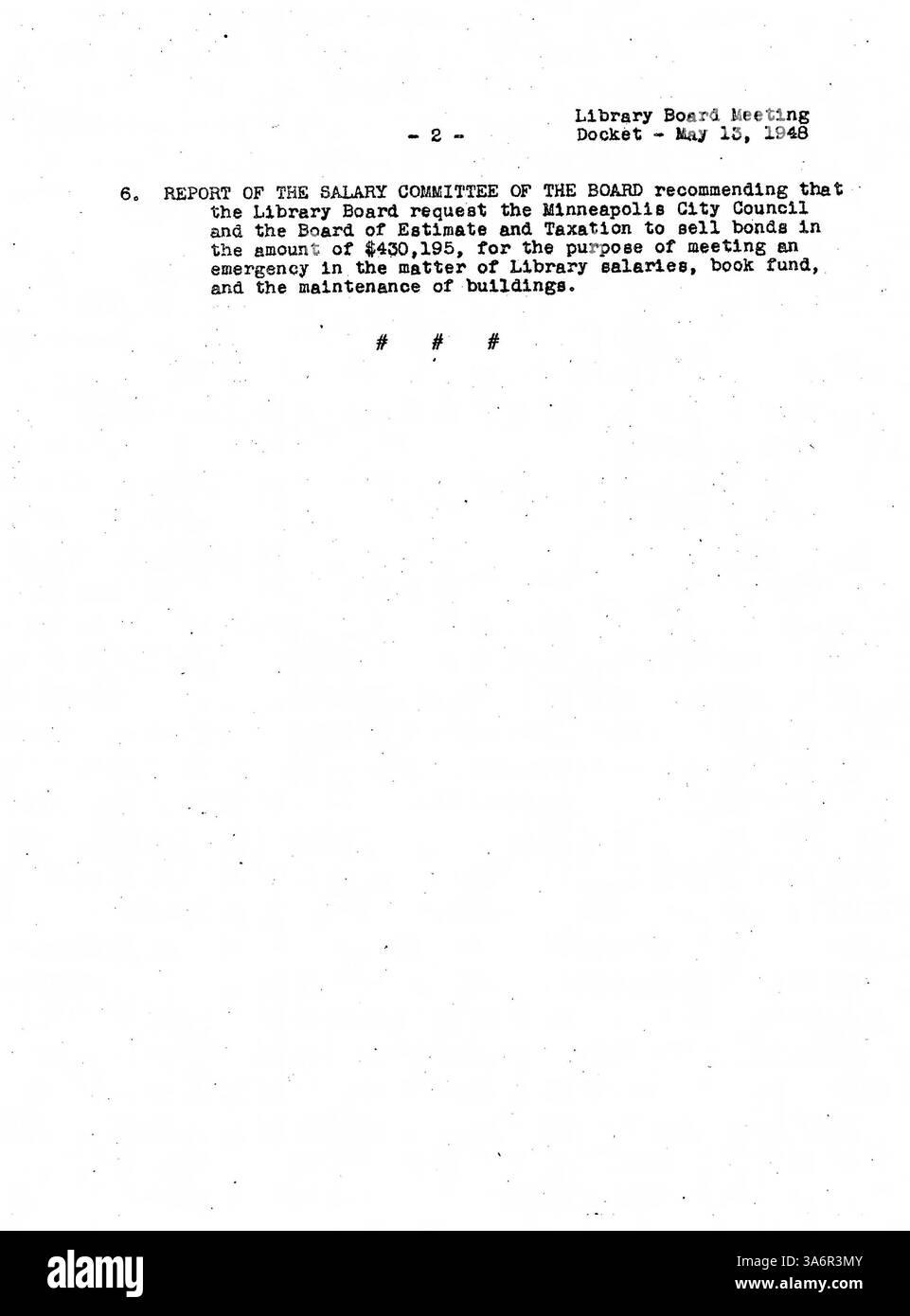 These 1948 meeting minutes of the Minneapolis Public Library Board of ...