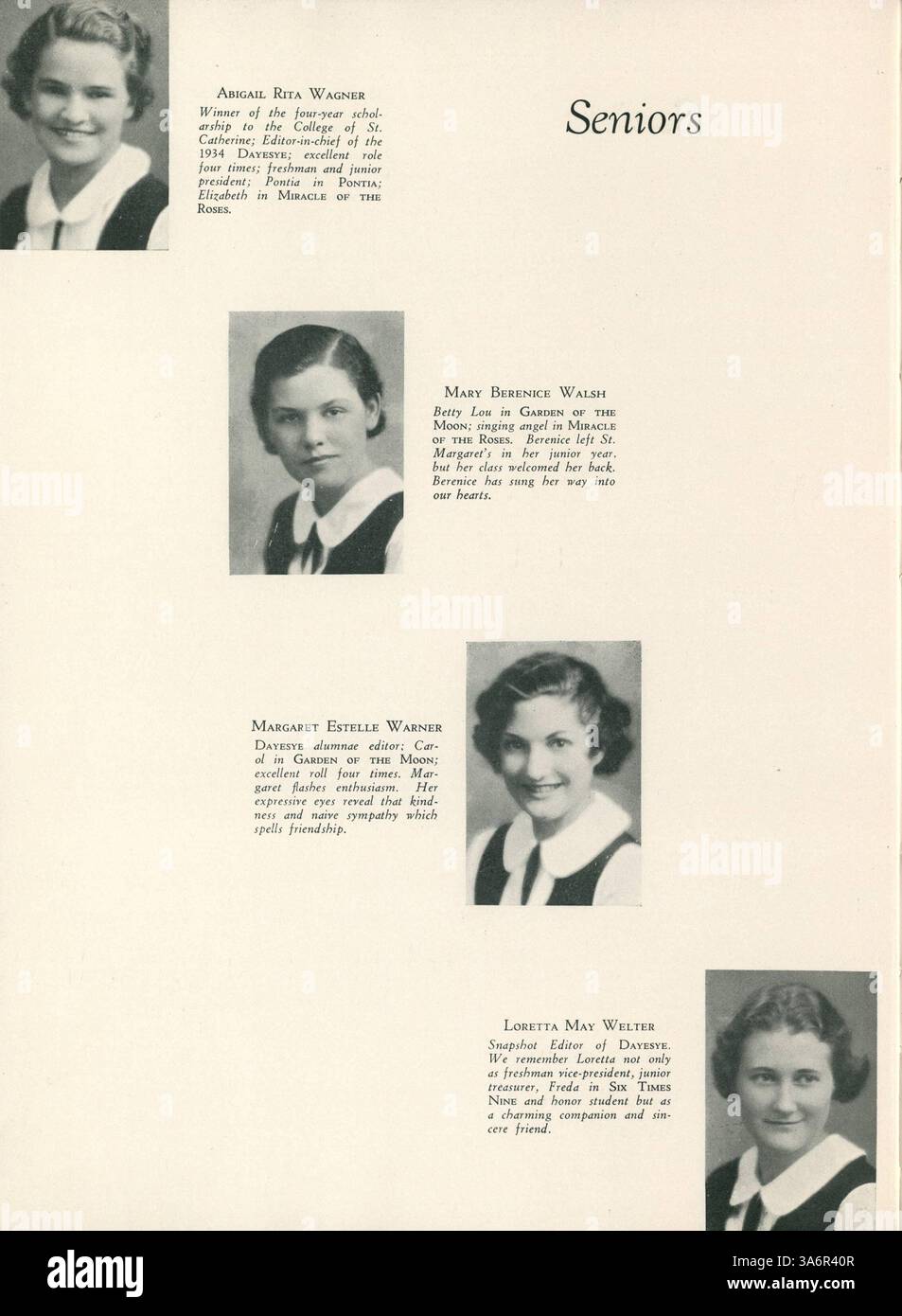 The 1934 yearbook from st margarets academy captures student a hi-res ...