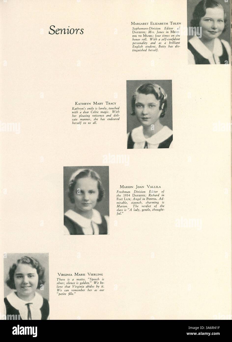 This 1934 yearbook showcases the student body hi-res stock photography ...