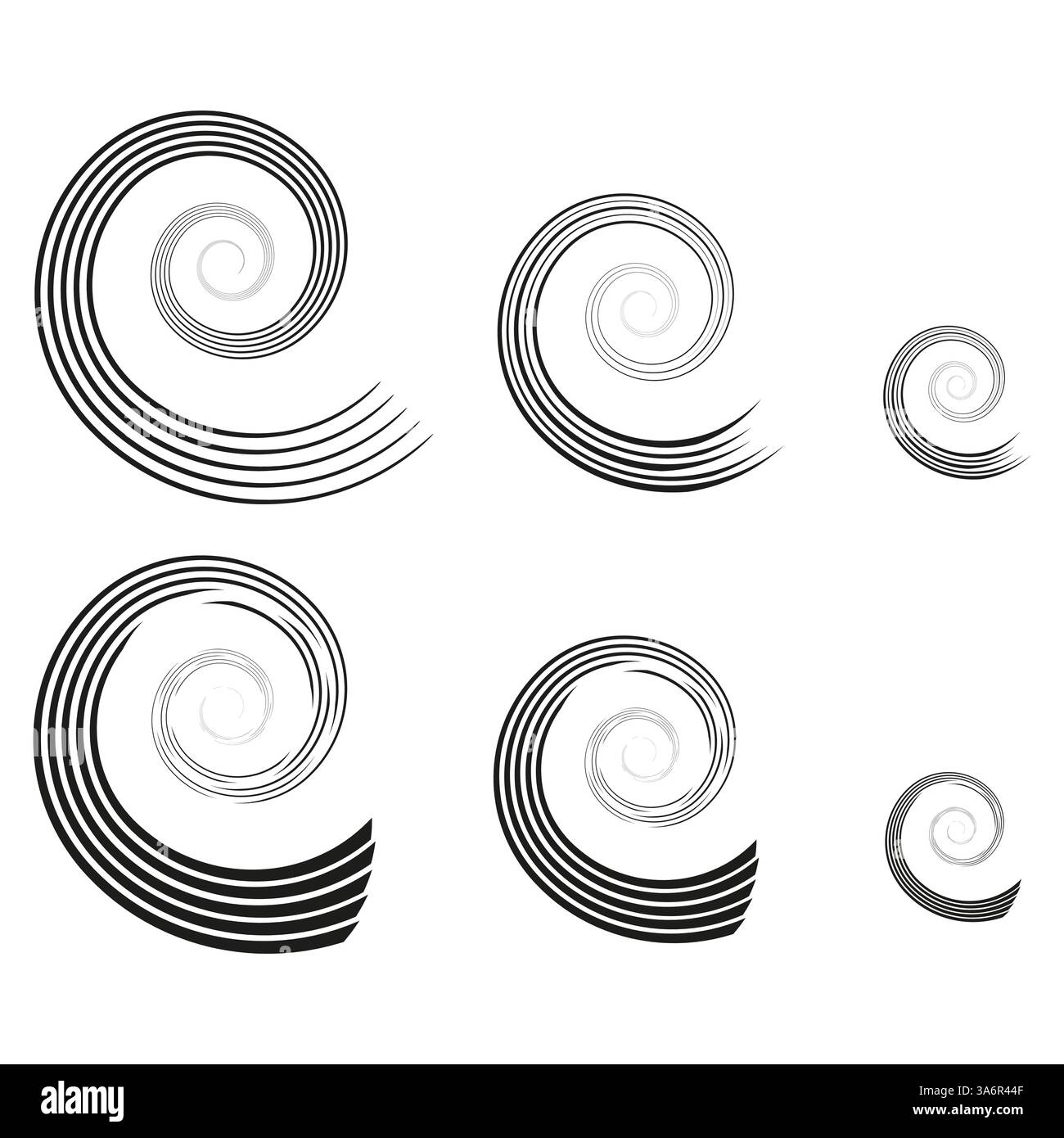 Spiral swirl icons. Black white contrast. Abstract motion symbols ...