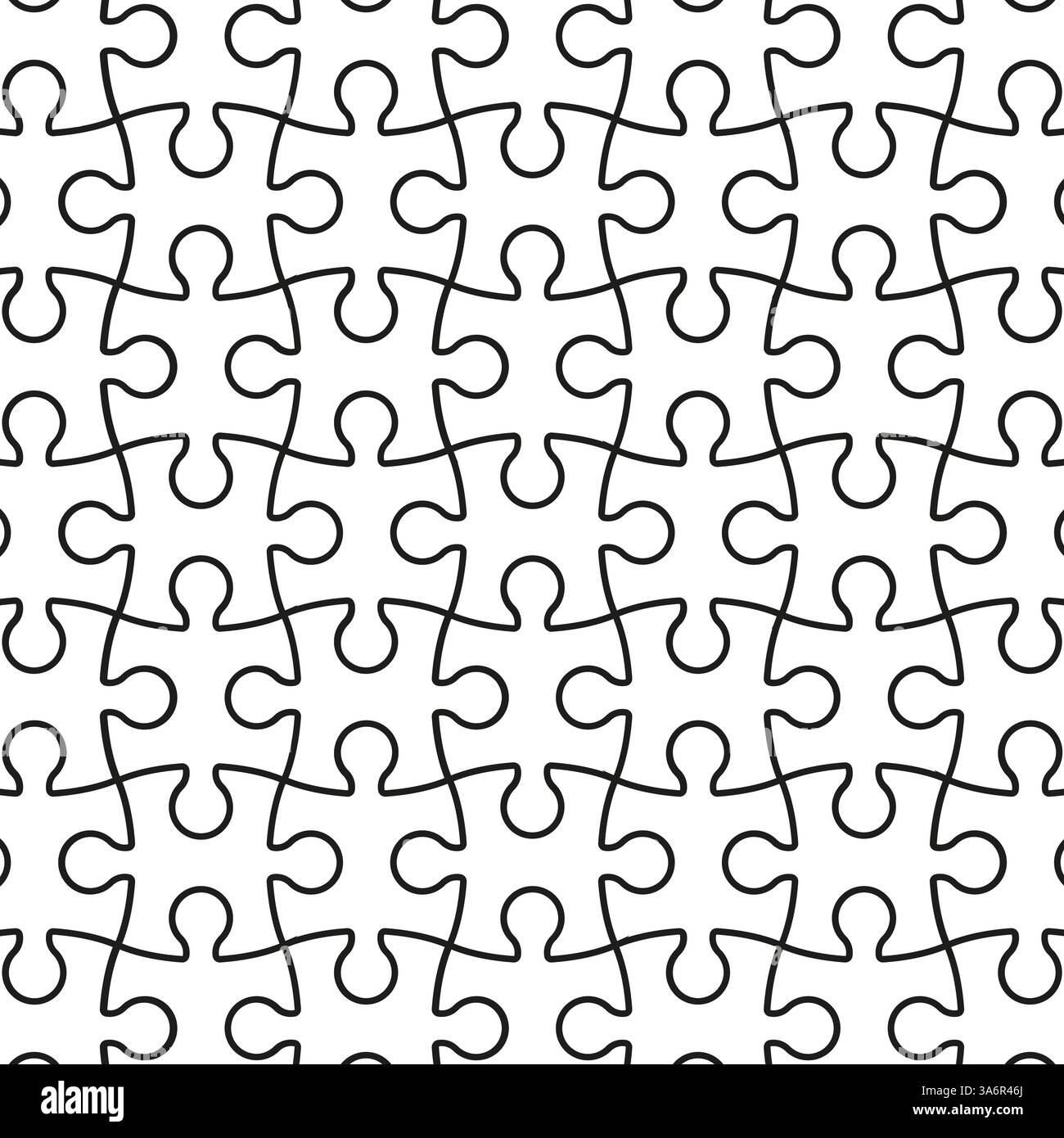 Puzzle piece pattern. Black outline texture. Interlocking background ...