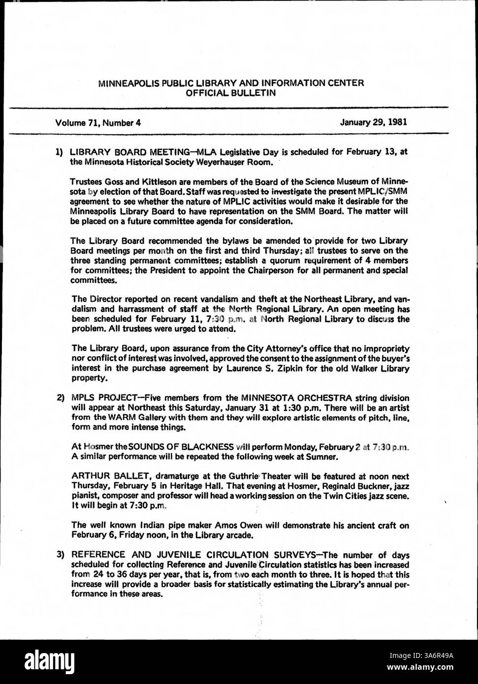 This 1981 issue of the Minneapolis Public Library Official Bulletin ...