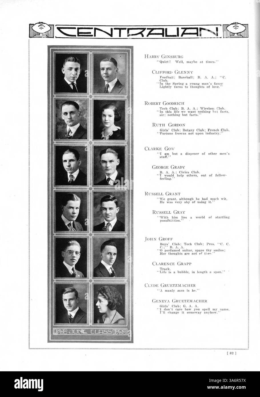 The 1920 centralian yearbook documents the students hi-res stock ...