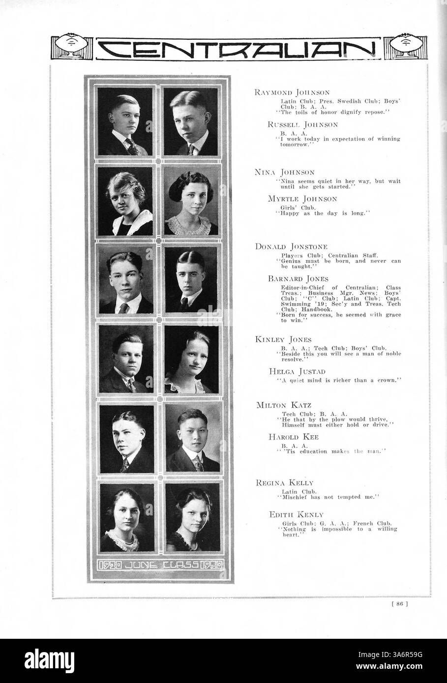 The 1920 Centralian yearbook features students, teachers, athletics ...