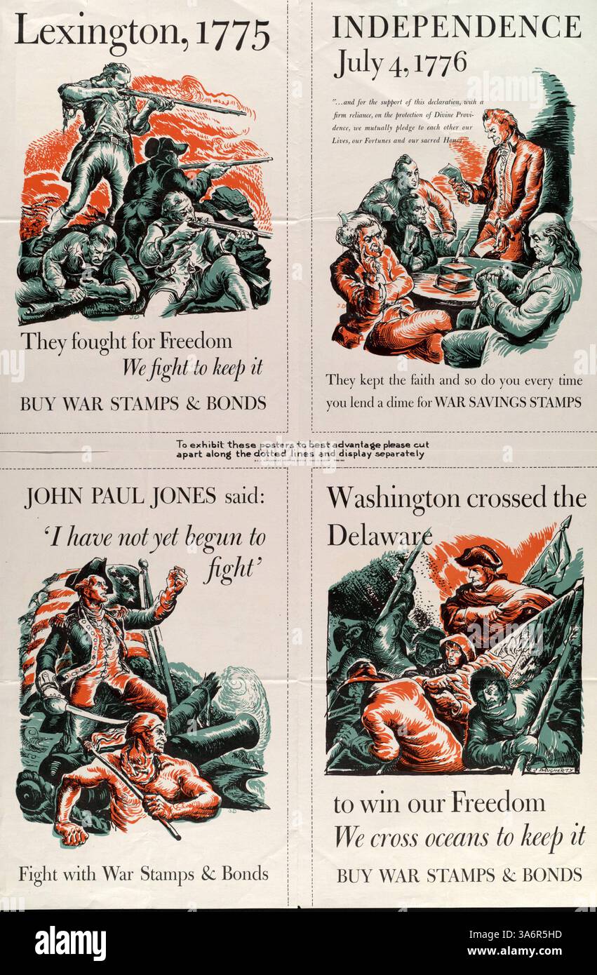 This set of posters depicts four famous scenes from the American ...