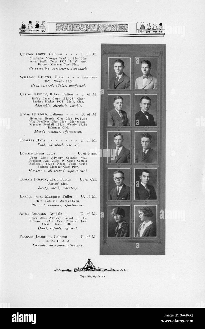 The 1924 'Hesperian' yearbook from West High School features students ...