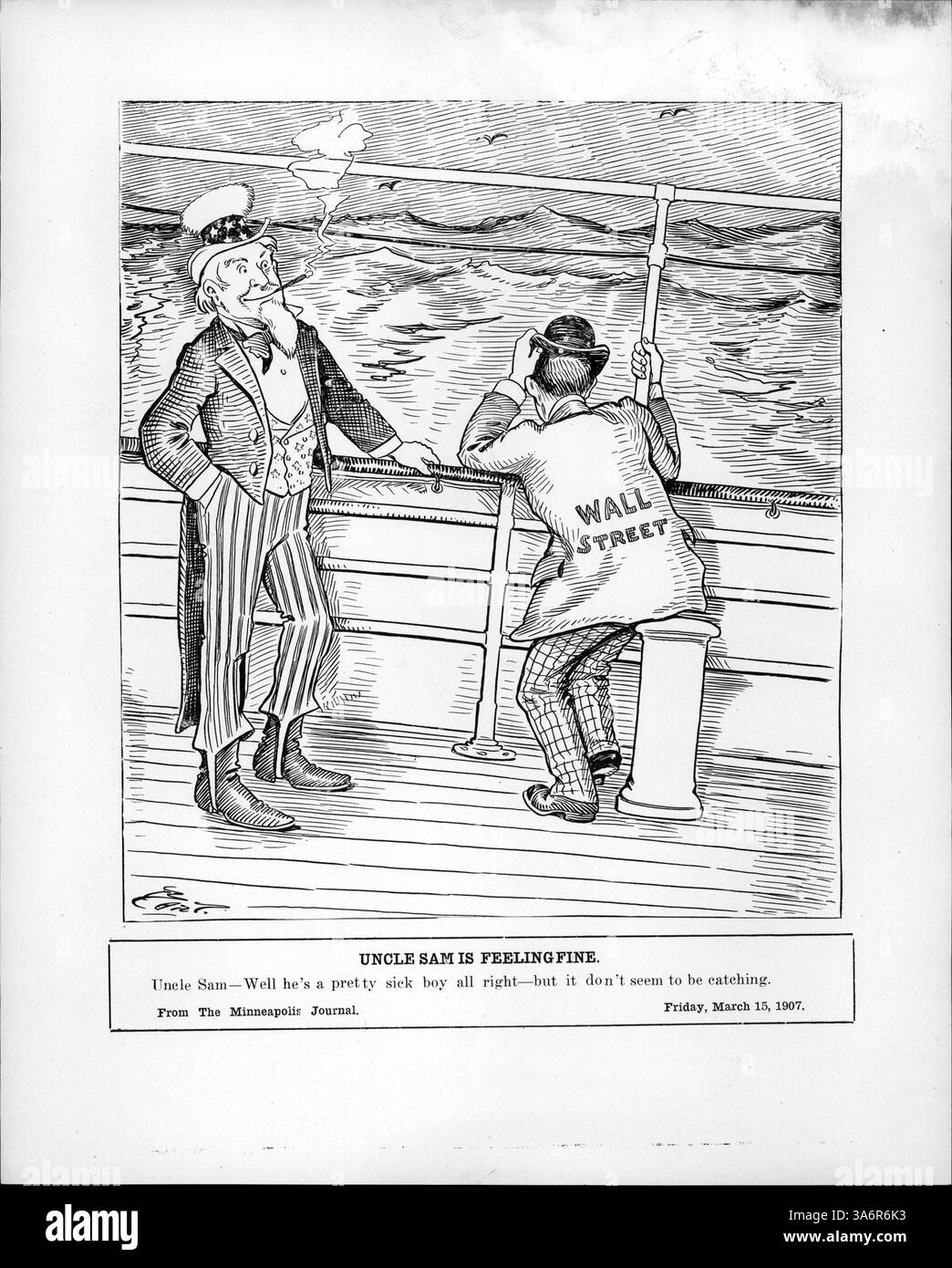 'Uncle Sam Is Feeling Fine' is a cartoon commentary on the U.S. economy ...