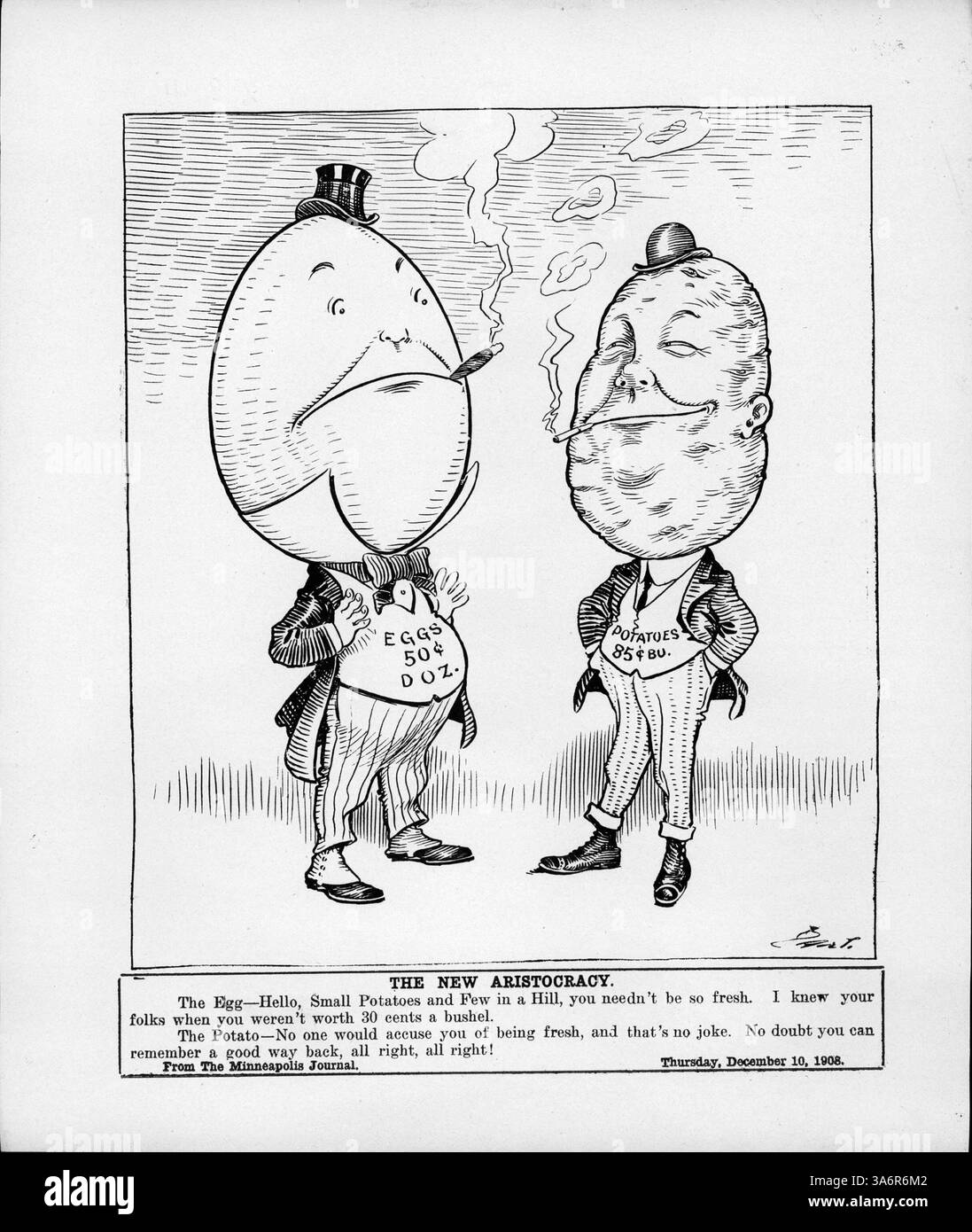 'The New Aristocracy' is a cartoon where eggs and potatoes humorously ...