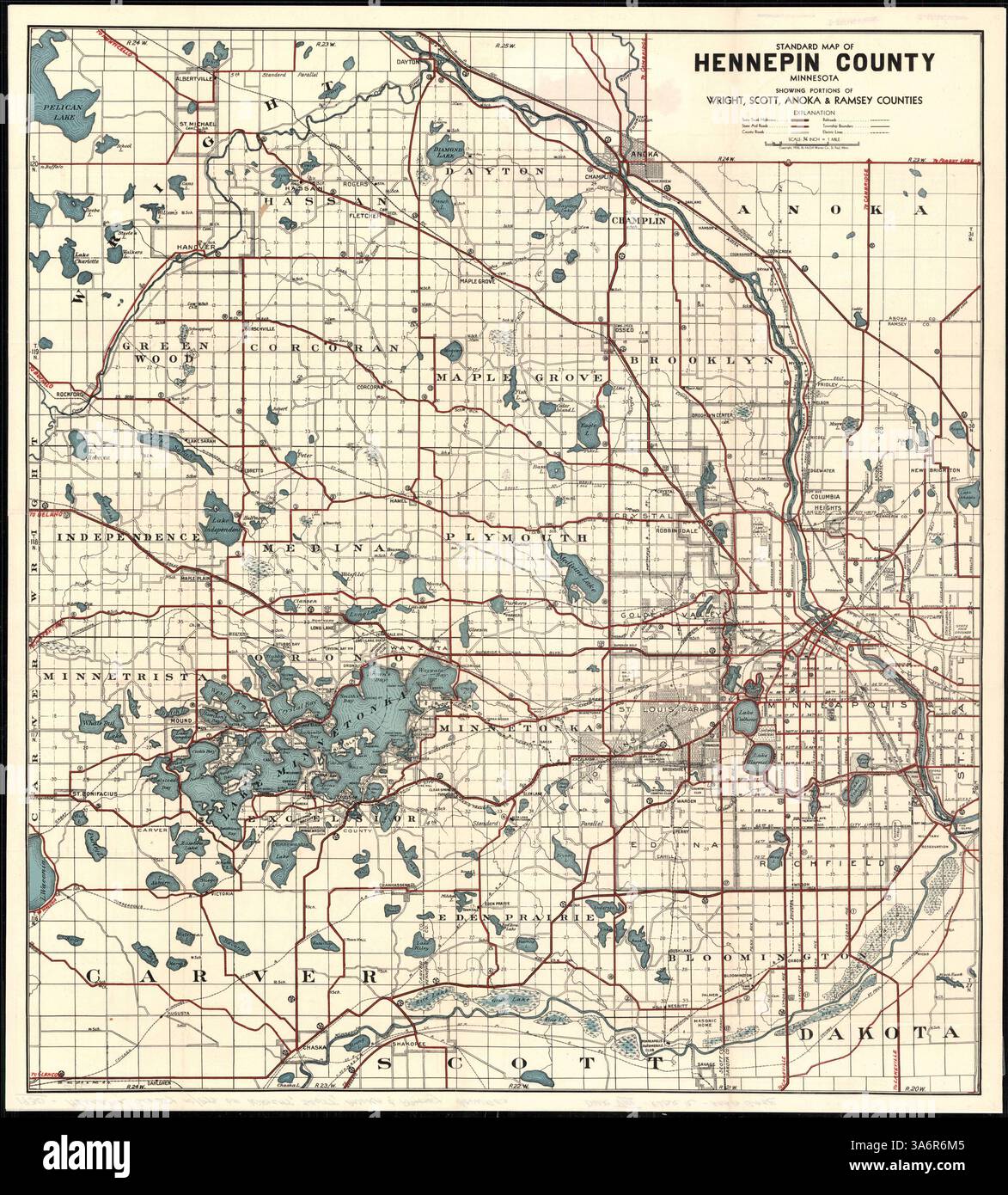 This 1920s map of Hennepin County highlights important transportation ...