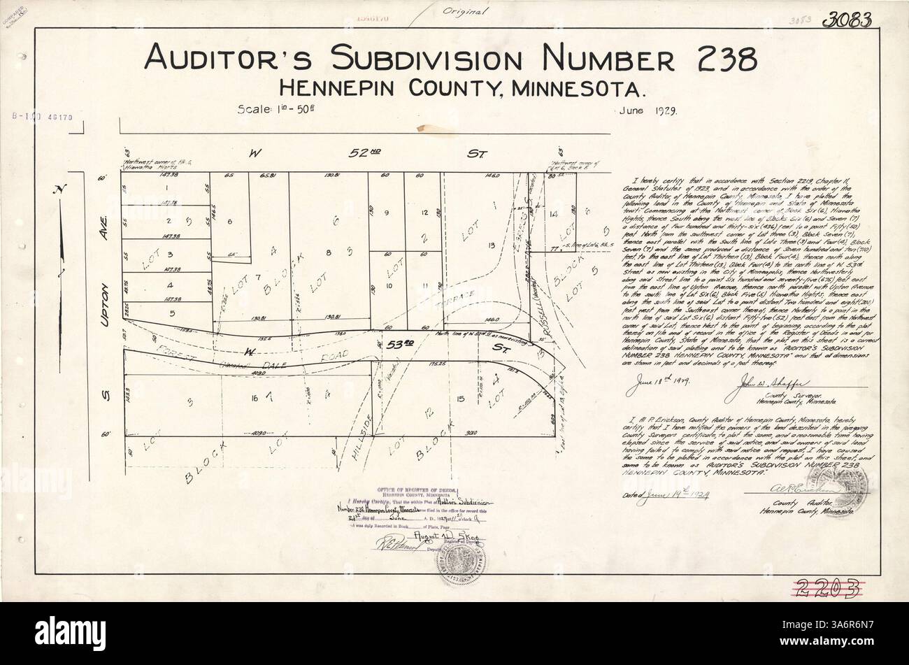 Map showing Auditor's Subdivision Number 238 in Hennepin County ...