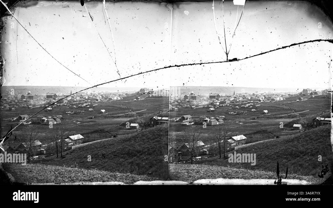 A panoramic view of St. Paul from Mount Airy Bluff shows key landmarks ...