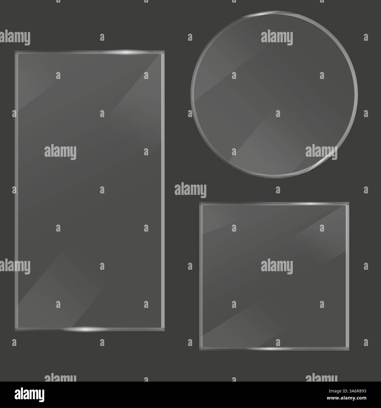 Transparent glass panels. Glossy shapes reflection. Vector clear ...