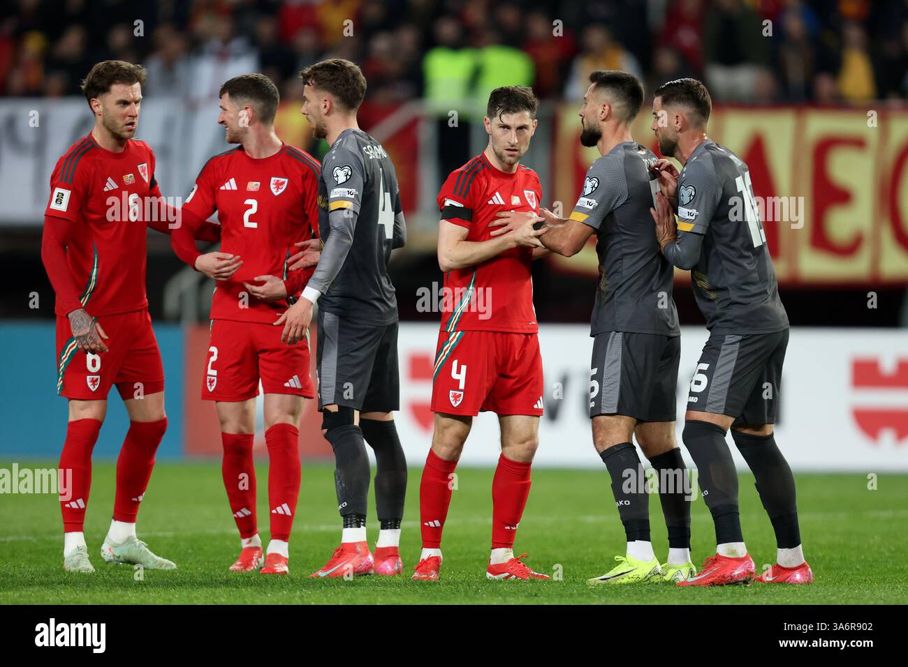 SKOPJE, NORTH, Macedonia. 25th Mar, 2025. Wales' Ben Davies under ...