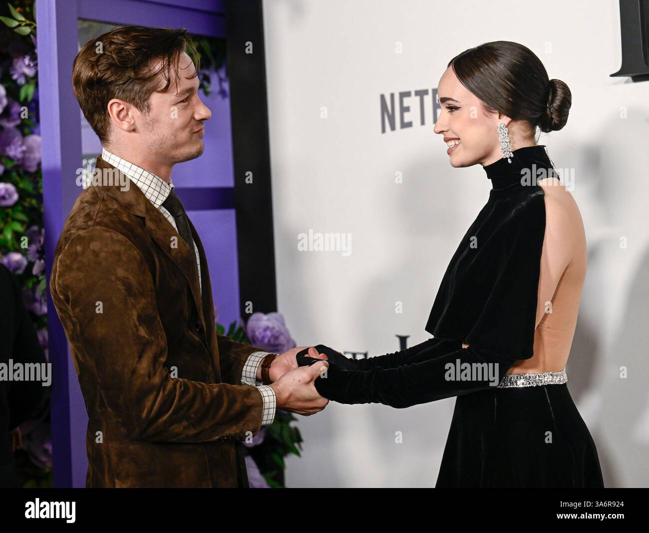 Kyle Allen, left, and Sofia Carson attend the premiere of Netflix's ...