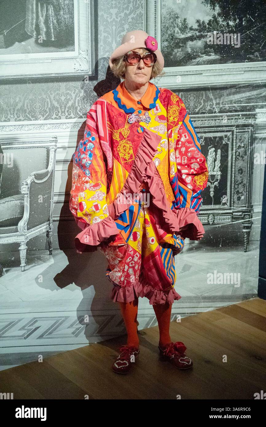 London, UK. 25 Mar 2025. Pictured: Artist Grayson Perry poses with a ...