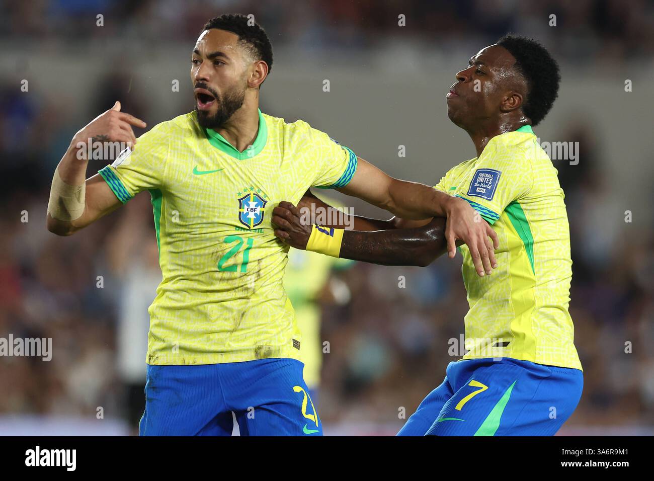 Brazils Matheus Cunha L celebrates after scoring a goal against ...