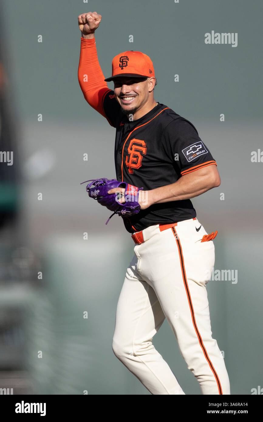 San Francisco Giants shortstop Willy Adames gestures during the third ...