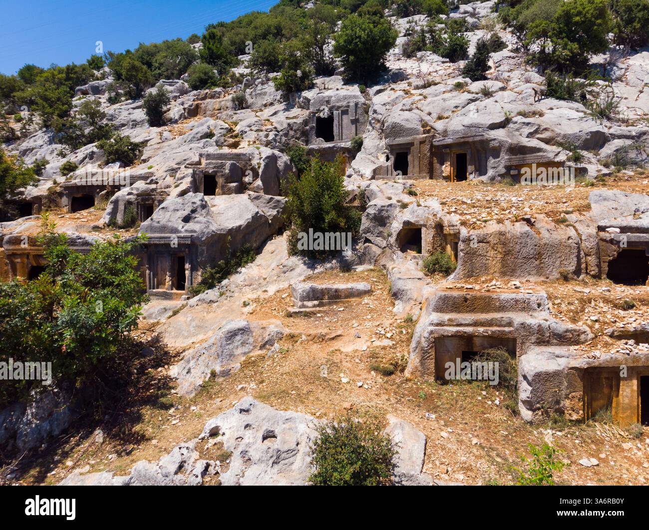 Multiple stone tombs in ancient city of Limyra Stock Photo - Alamy