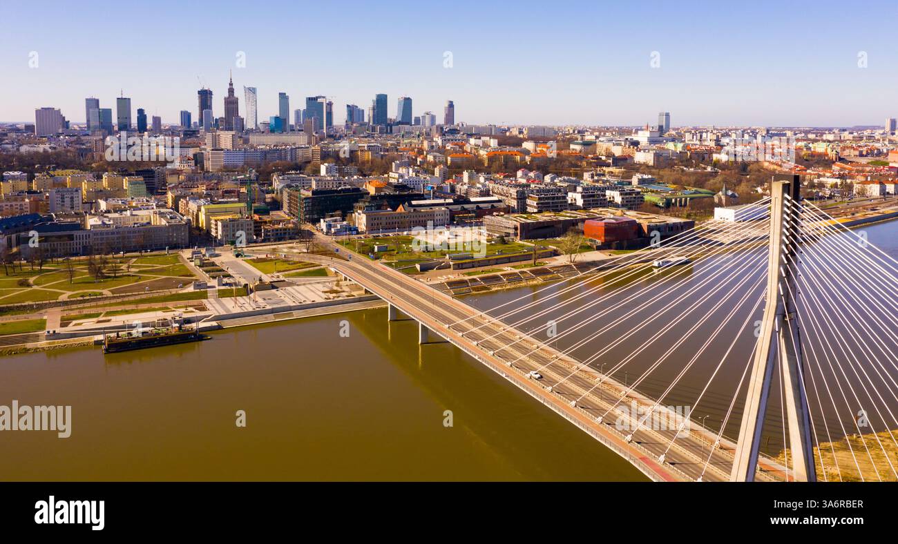 Warsaw cityscape with Swietokrzyski bridge Stock Photo - Alamy