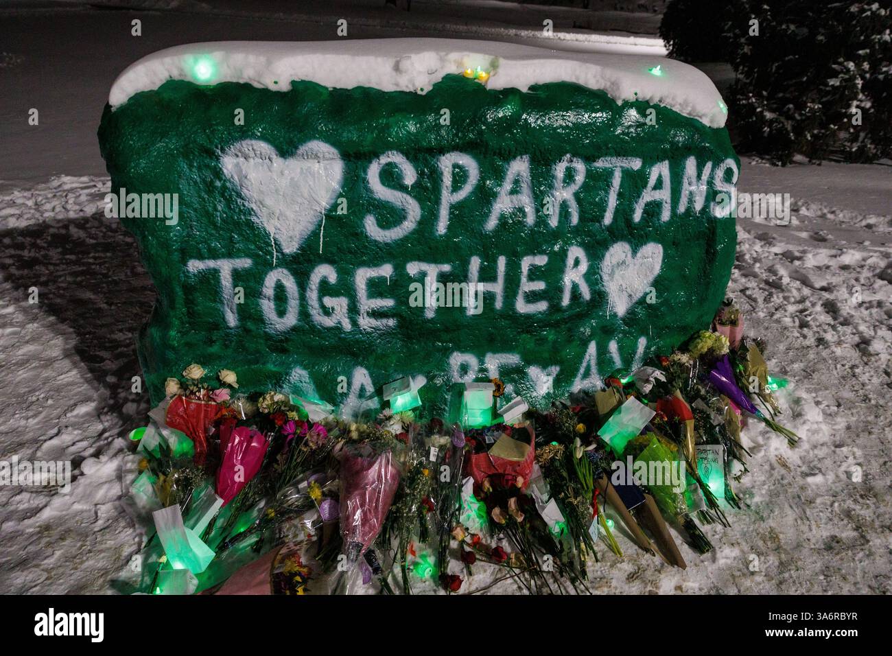 East Lansing, USA. 13th Feb, 2025. The Rock at Michigan State ...