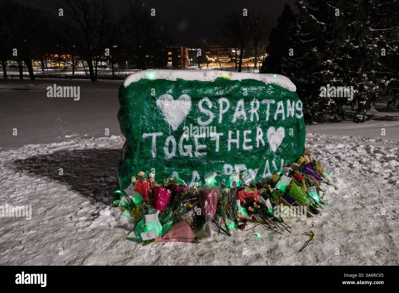 The Rock at Michigan State University is painted with a message ...