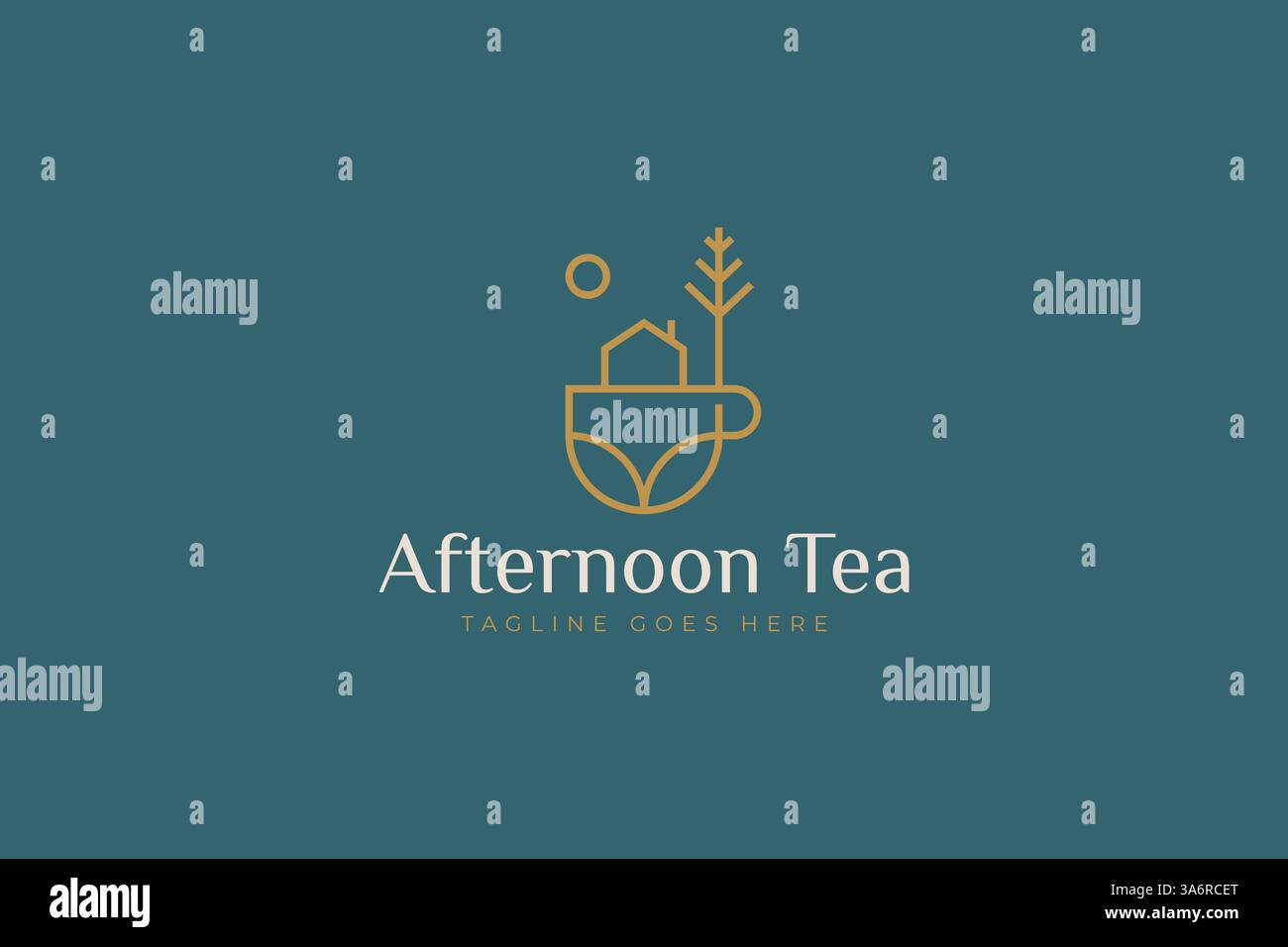 Elegant and Cozy Afternoon Tea House Logo Abstract Earthy Illustration ...