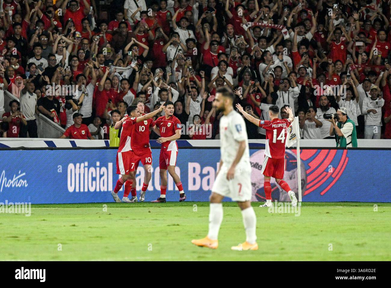 Jakarta, Indonesia. 25th Mar, 2025. Players of Indonesia celebrate ...