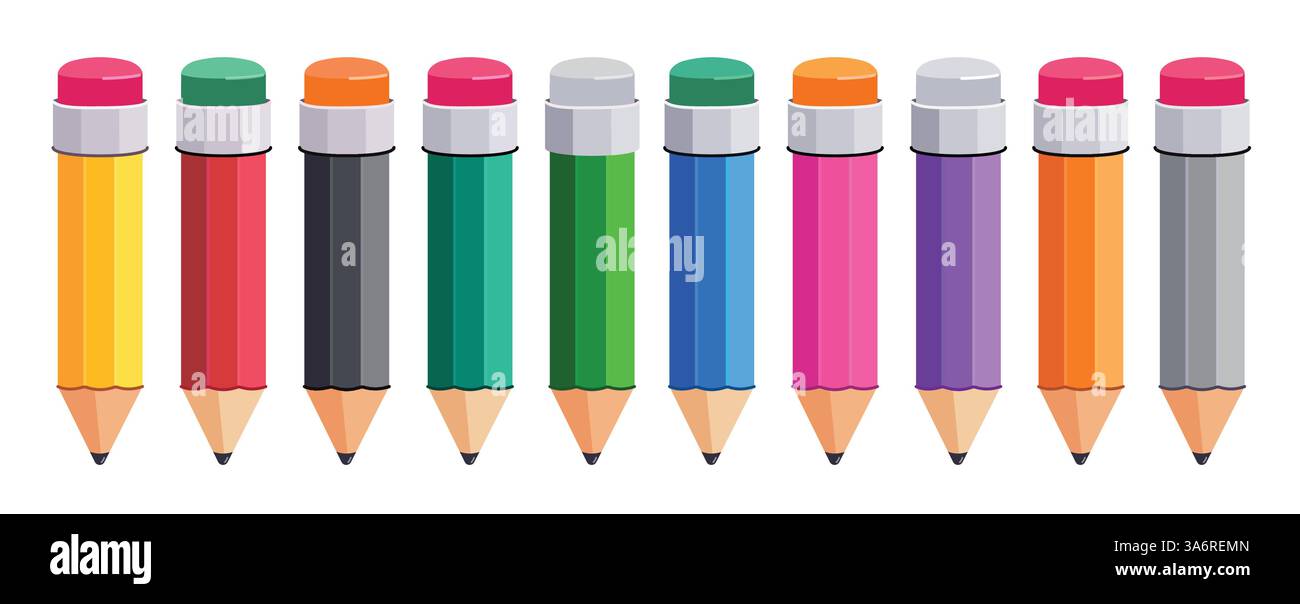 Pencil colorful drawing clipart set. Multicolored pencil clip art ...