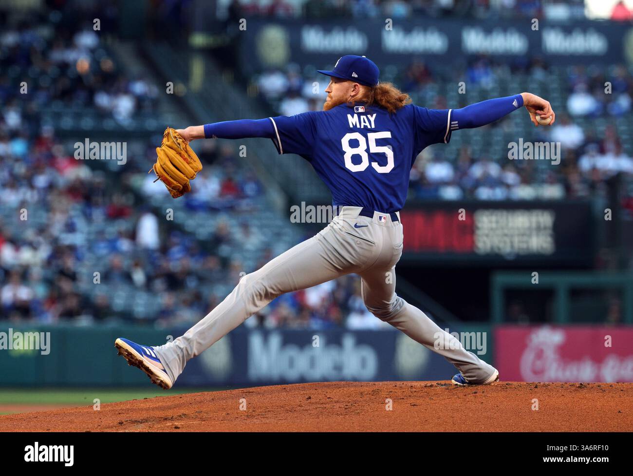 Los Angeles Dodgers' Dustin May throws a pitch against the Los Angeles ...